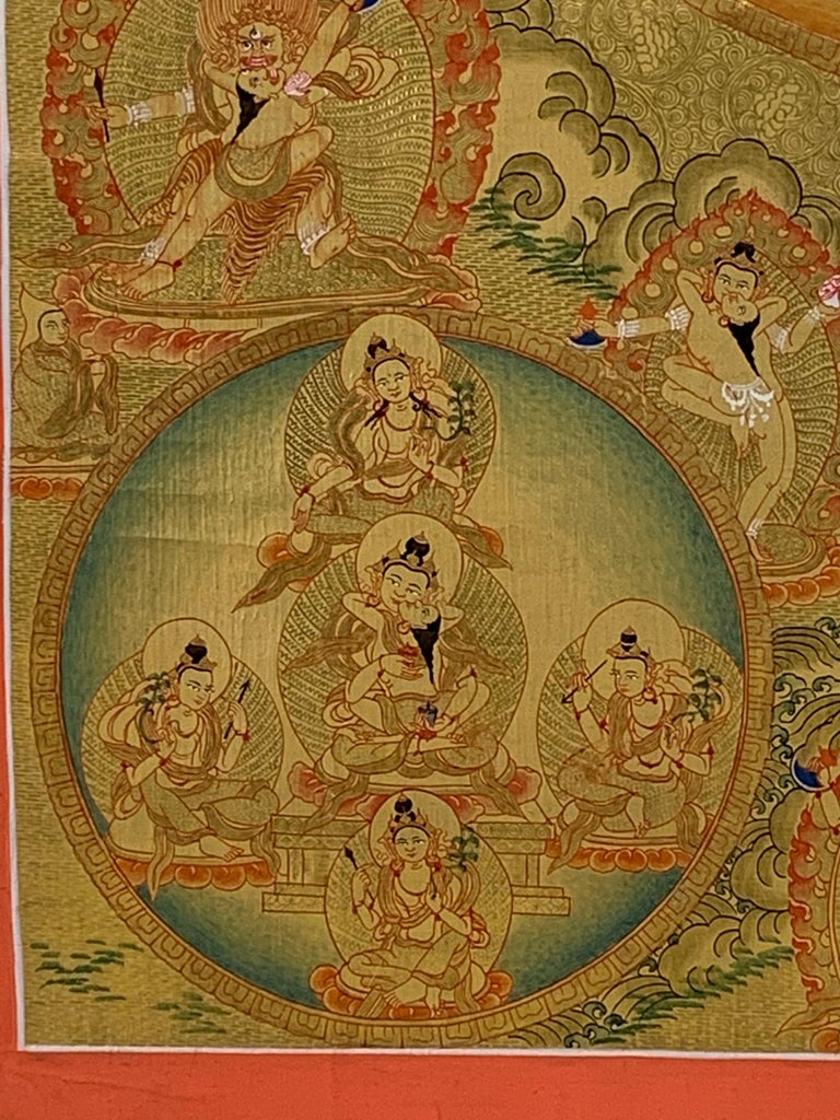 Unknown - Hand Painted Golden Shakti Chakra Mandala Thangka with 24K ...