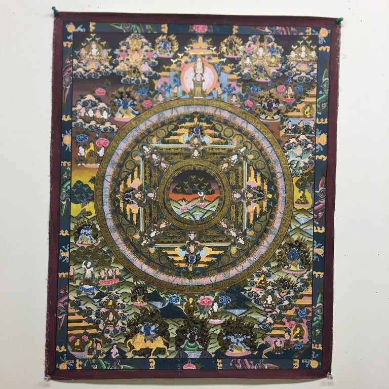 Unknown - Hand Painted Maya Devi Thangka with 24K Gold For Sale at 1stDibs