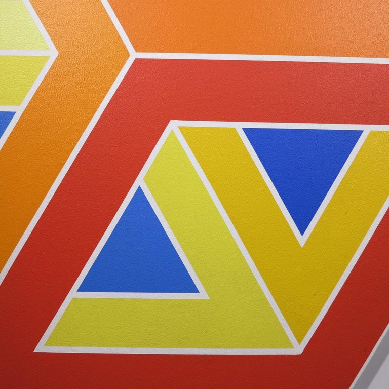 Unknown - Hexagonal graphic Op Art precisionist oil painting at 1stdibs