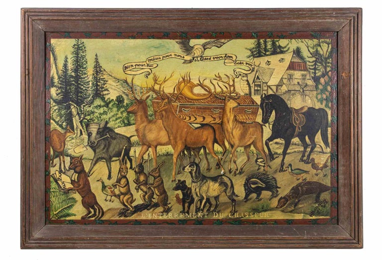 Unknown - Hunter's funeral - Drawing in Tempera - Early 20th Century ...