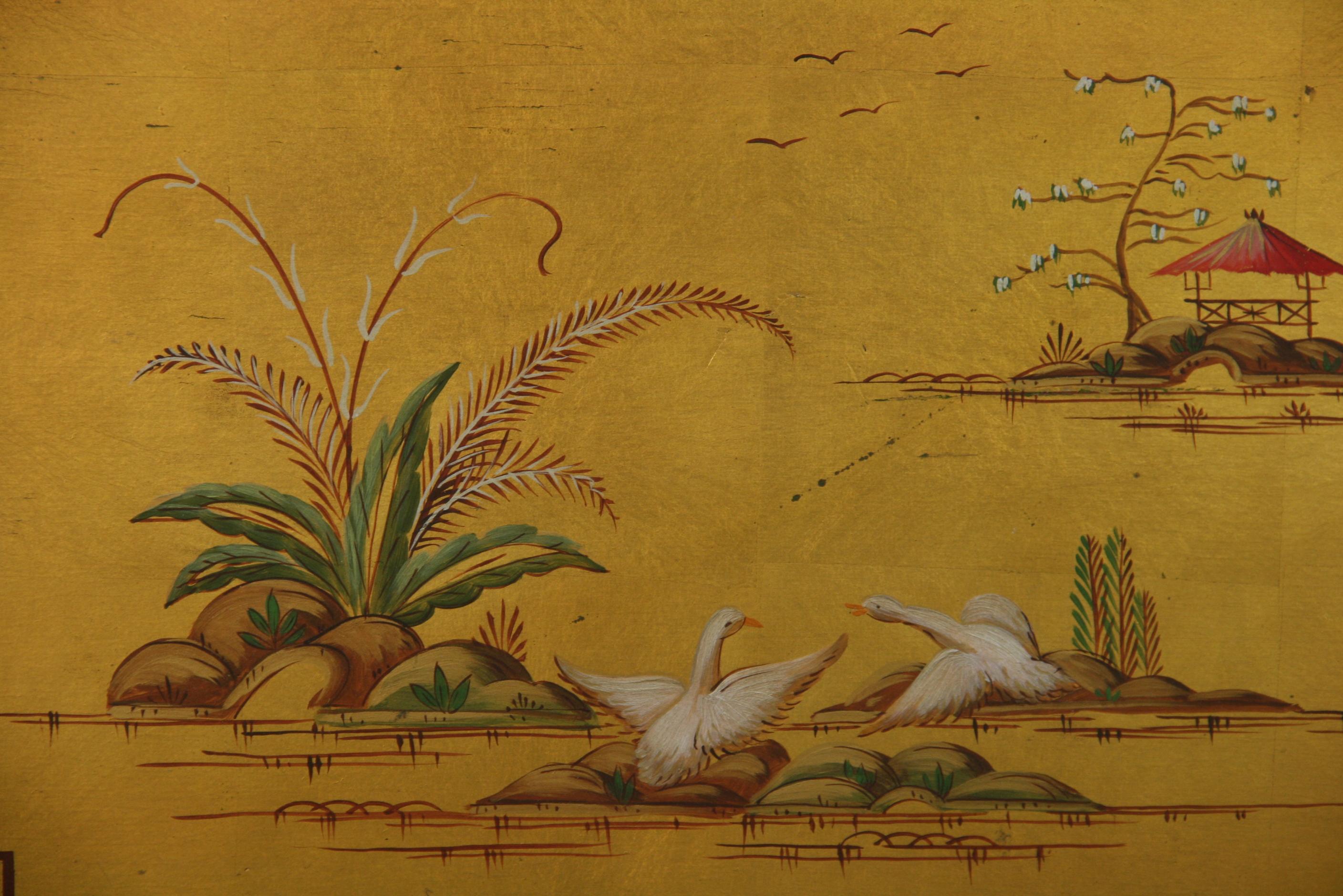 Unknown - Japanese Landscape Painting on Gilt Wood Panel For Sale at ...