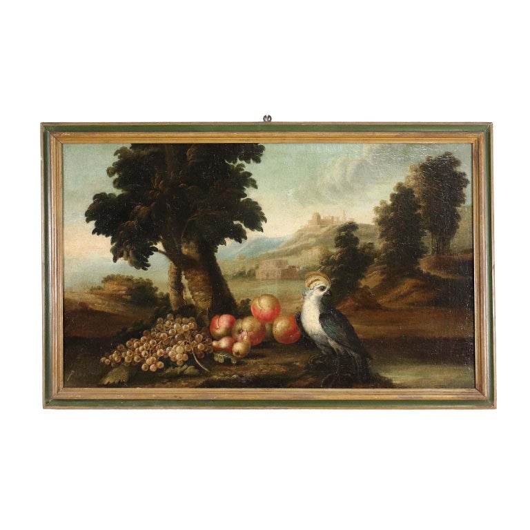 Unknown - Landscape with fruit and bird composition, XVIIIth century ...