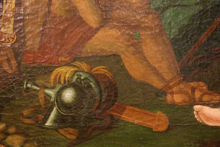 Unknown - Large, antique painting. 18th century. Greco-Roman war scene ...