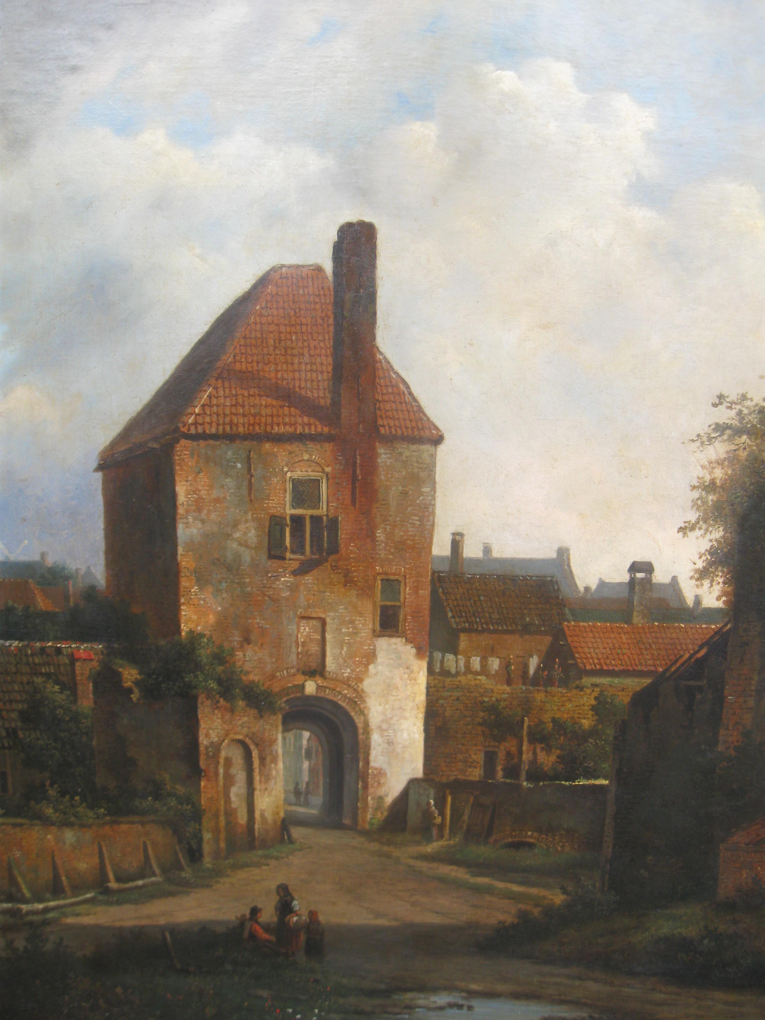 Unknown - 18th Century Old Master Dutch Townscape - Oil on Canvas ...