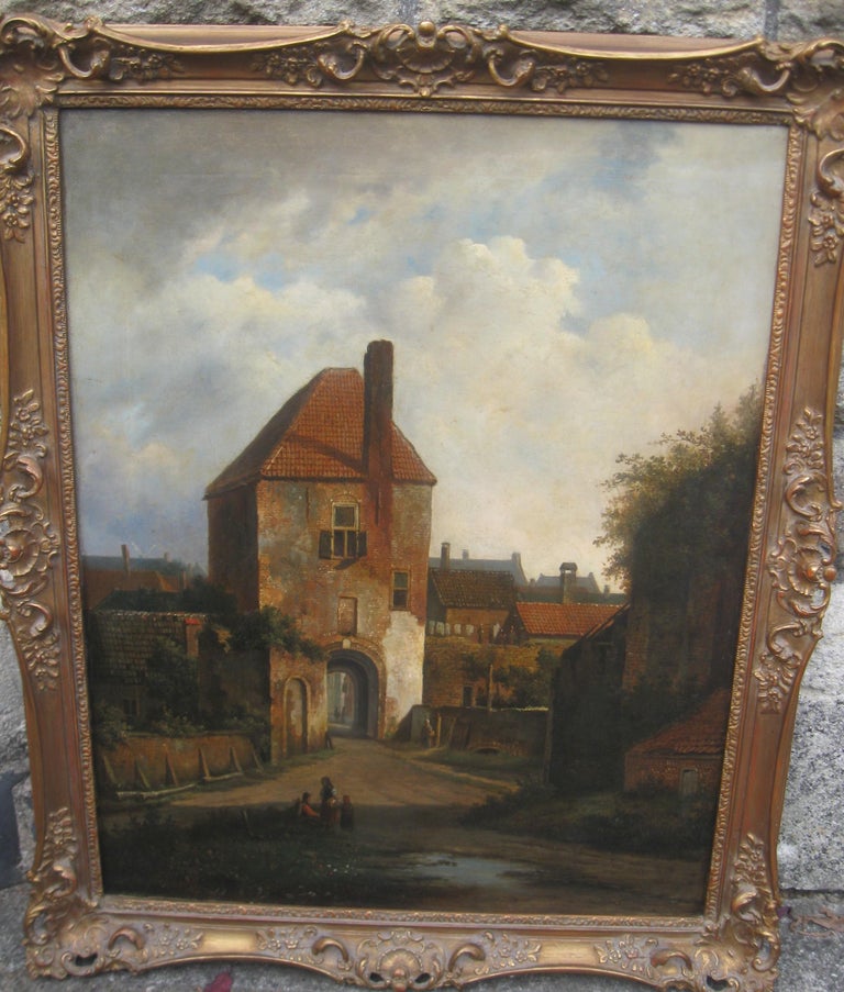 Unknown - 18th Century Old Master Dutch Townscape - Oil on Canvas ...