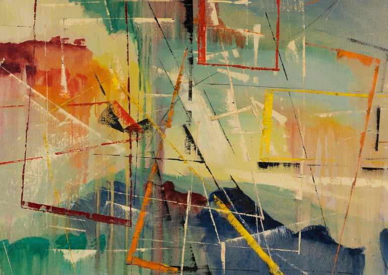 Unknown - Large Signed Geometric Abstract Expressionist Mid Century ...