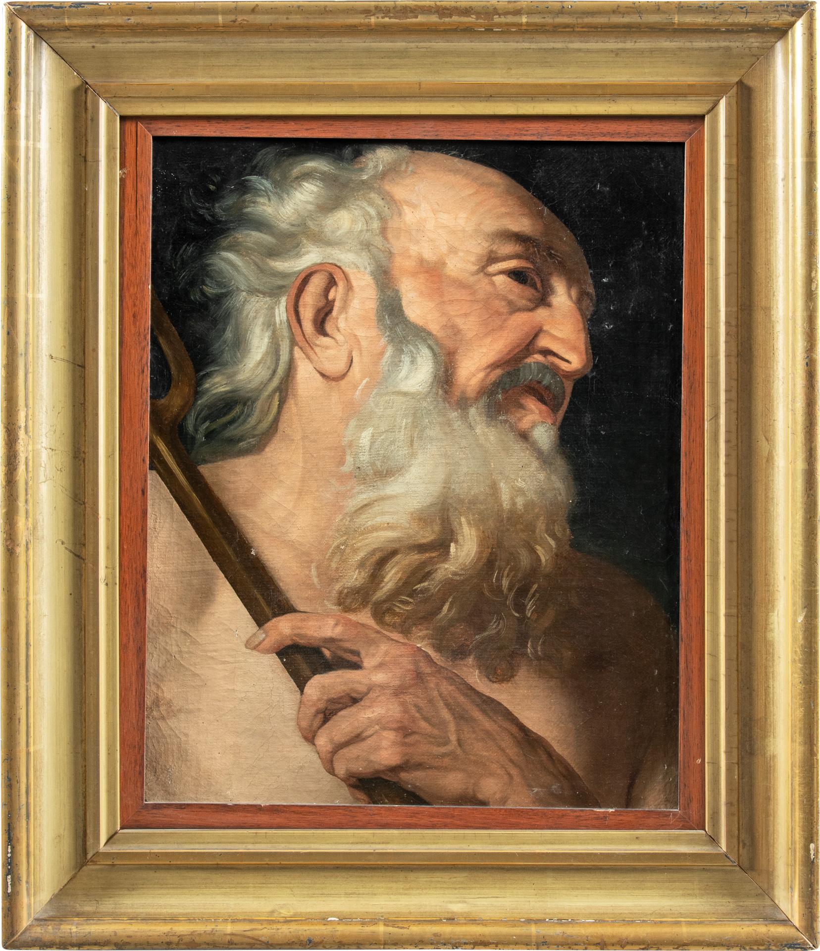 Unknown - Late 18th century Italian figure painting - Neptune - Oil on ...