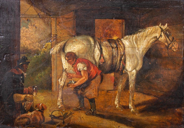 Unknown - Late 19th Century Oil - Farrier at Work For Sale at 1stDibs