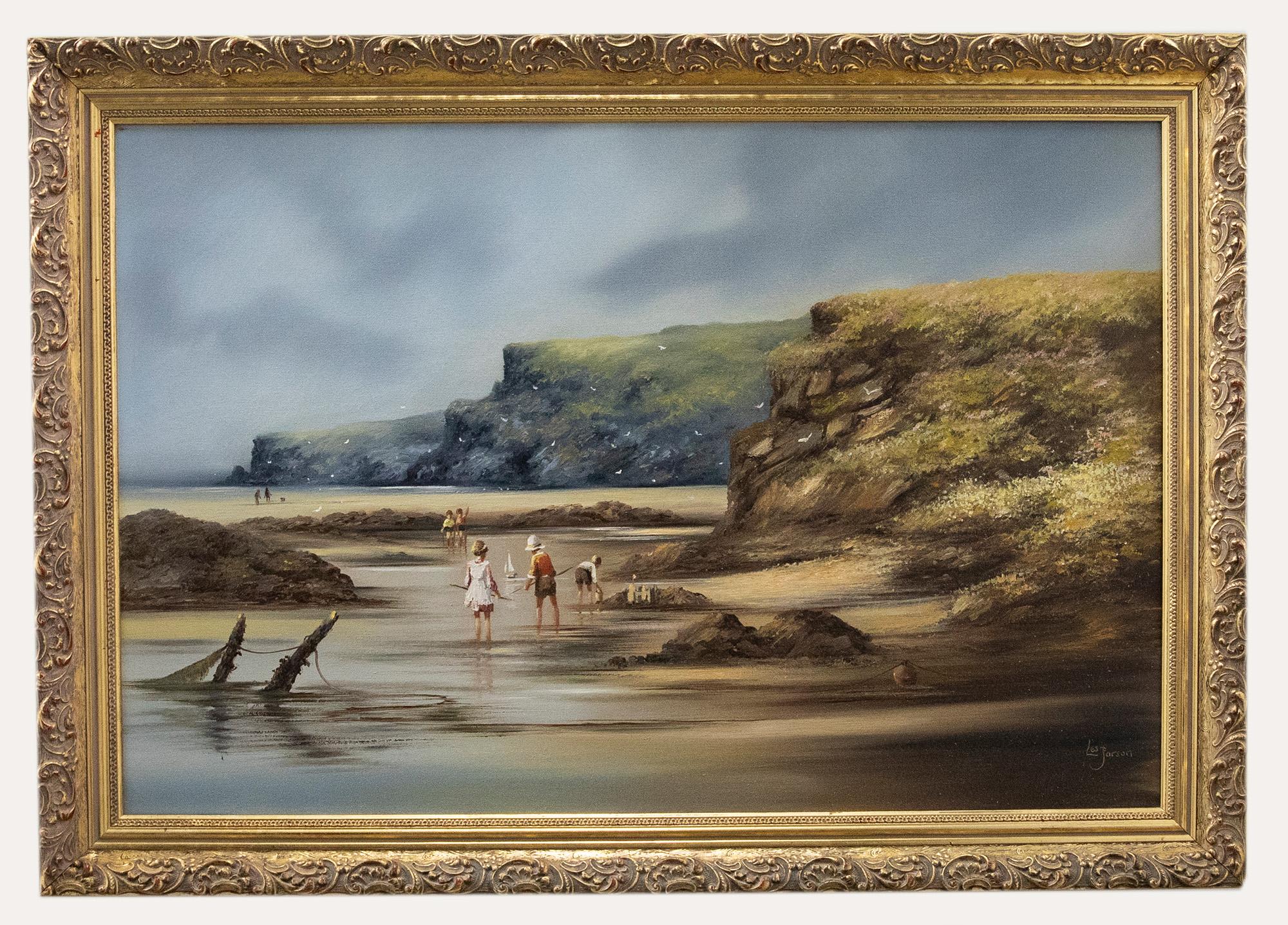 Unknown - Les Parson (b.1945) - Framed 20th Century Oil, A Day at the ...