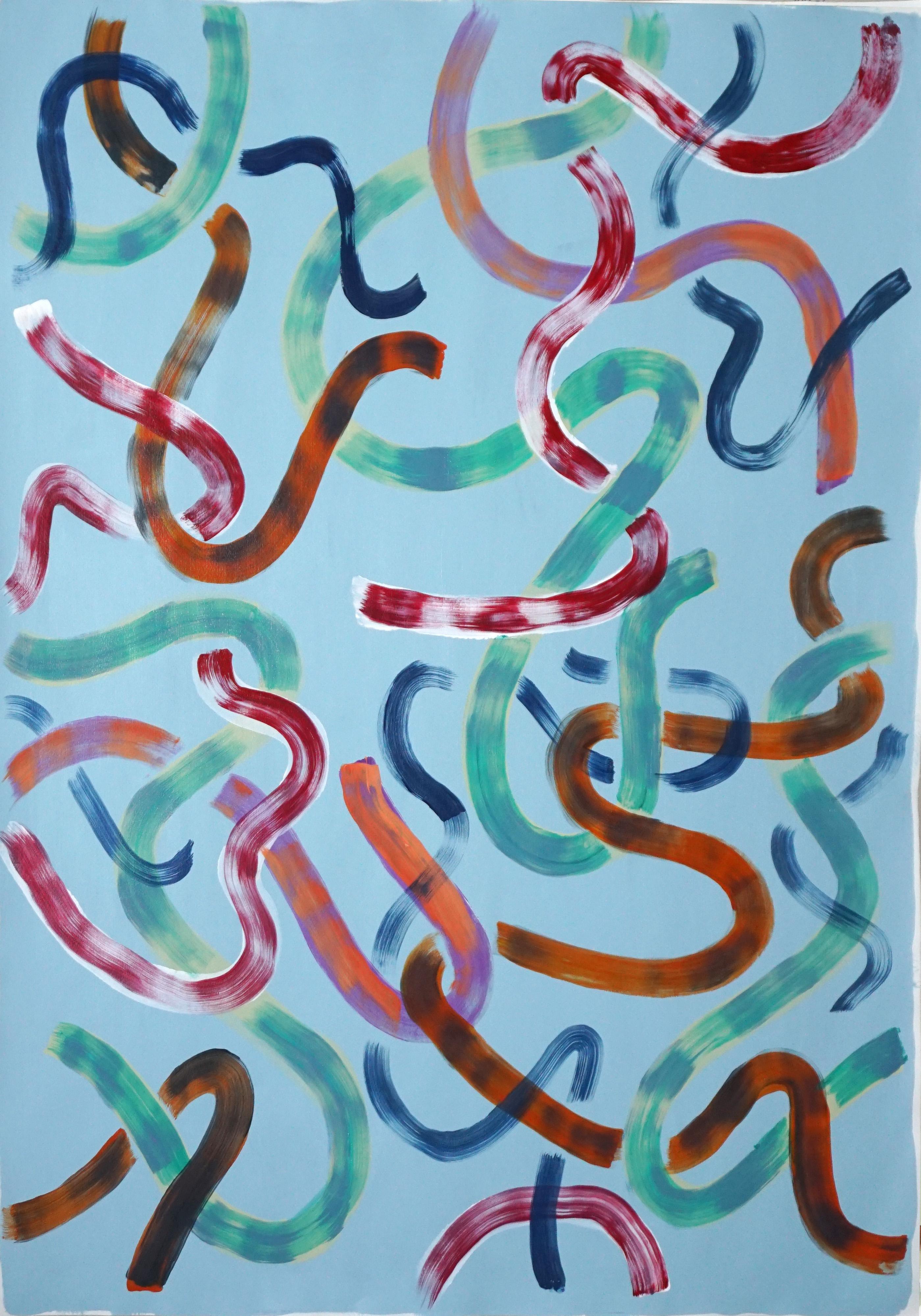 Unknown - Dreamy Rainbow over Clouds, Mixed Media Monotype, Pastel ...
