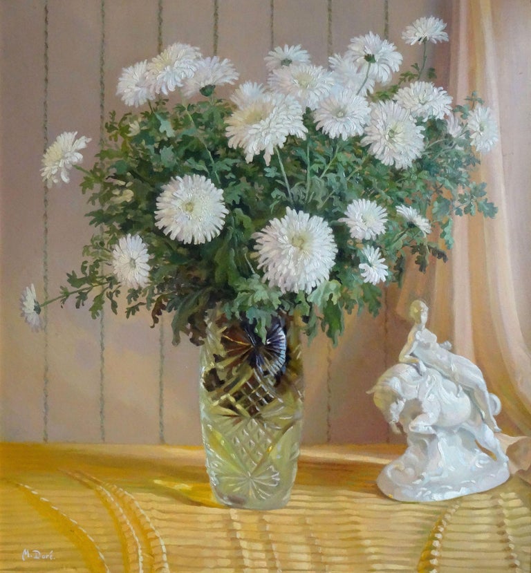 Unknown - M. Doré - Chrysanthemums. Oil on cardboard, 76x70 cm For Sale ...