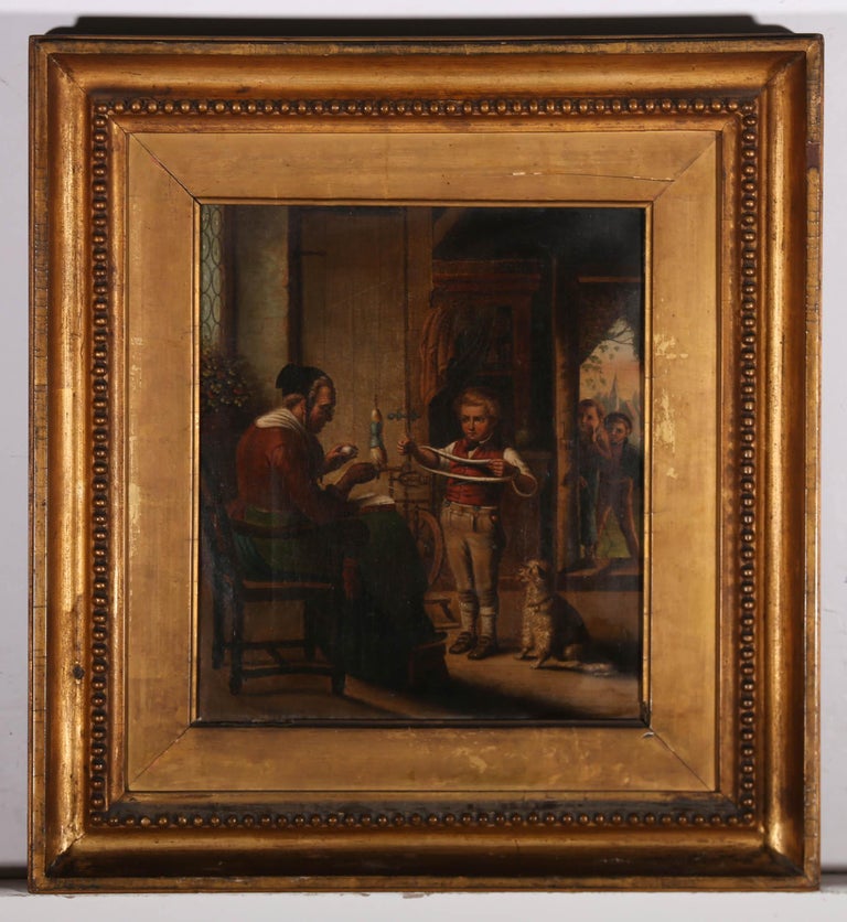 Unknown - Mid 19th Century Oil - A Begrudging Helping Hand For Sale at ...