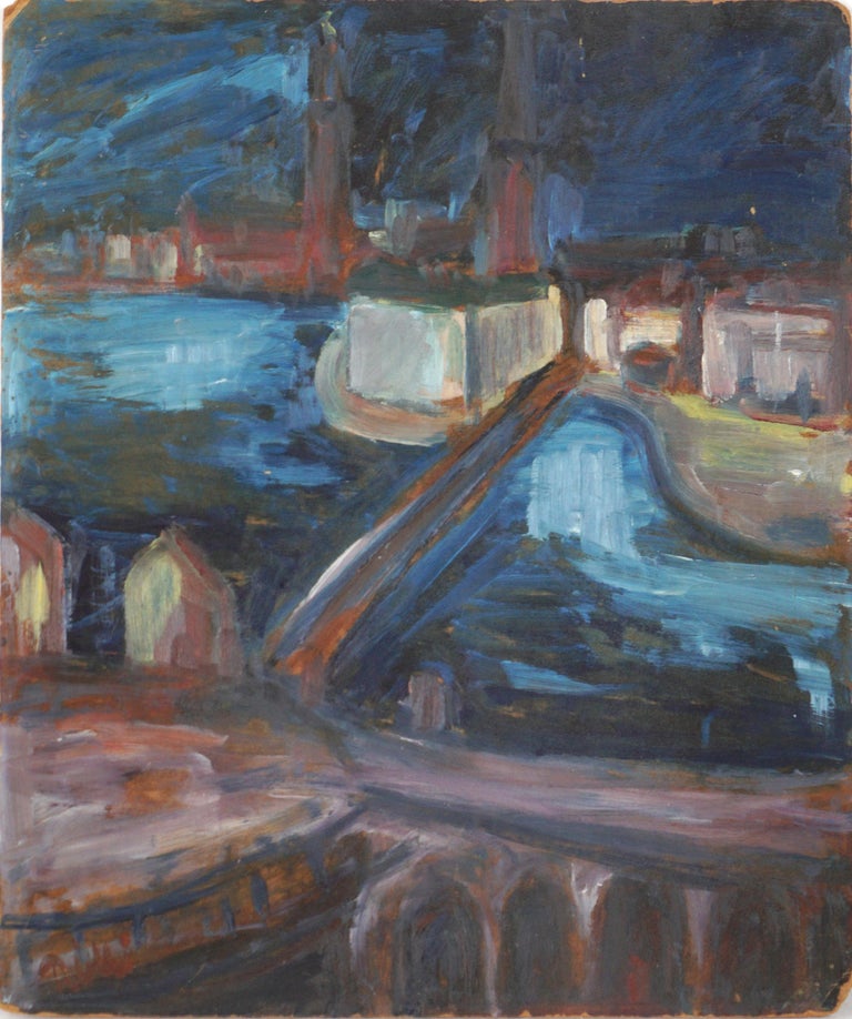 Unknown - Mid Century Abstract Expressionist Cityscape For Sale at 1stDibs