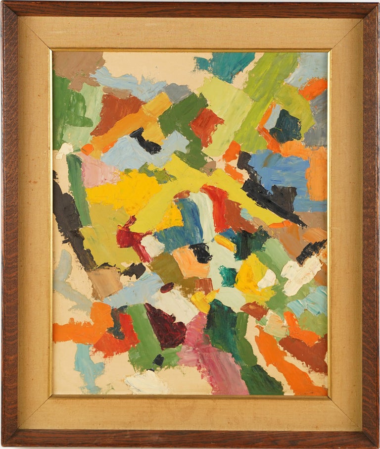 Unknown - Mid Century Modern Abstract Expressionist Original Framed Oil ...