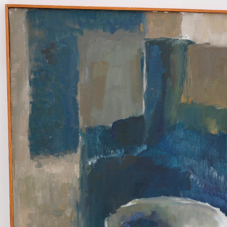 Unknown - Mid-Century Modern Abstract Still Life Oil Painting on Canvas ...