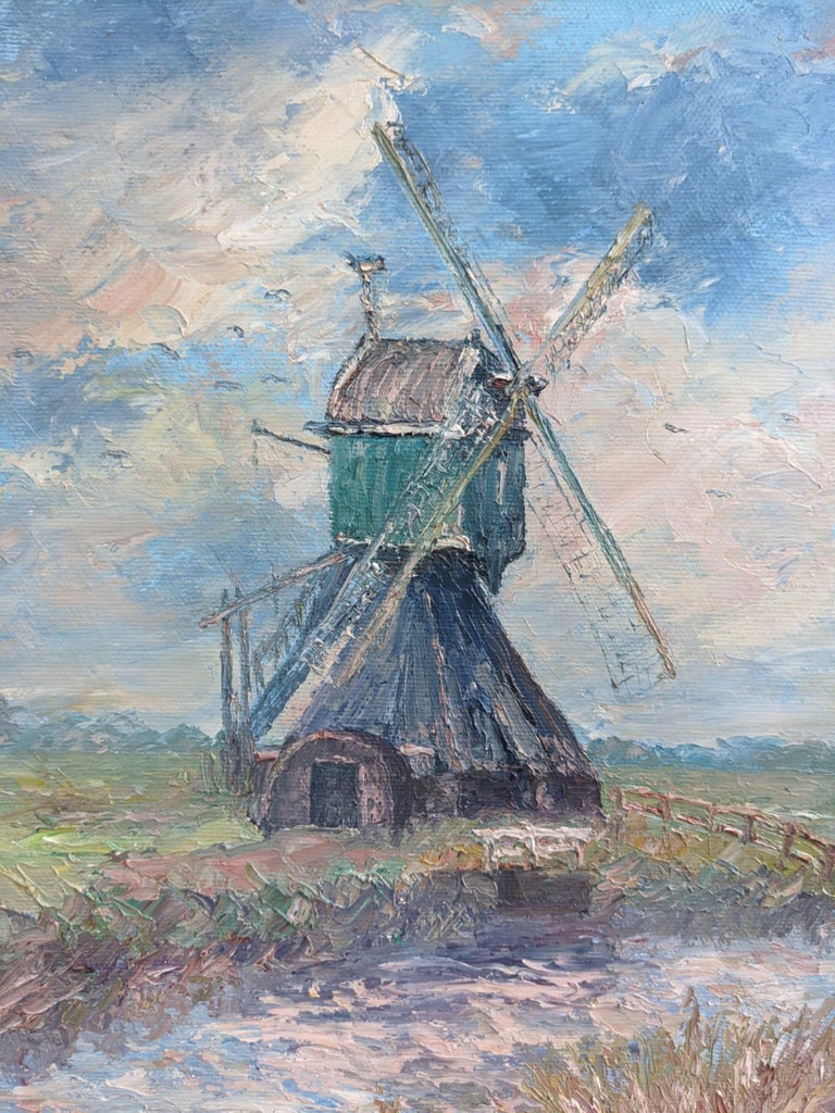 Unknown - Mid-Century Modern Dutch Landscape "The Windmill ...