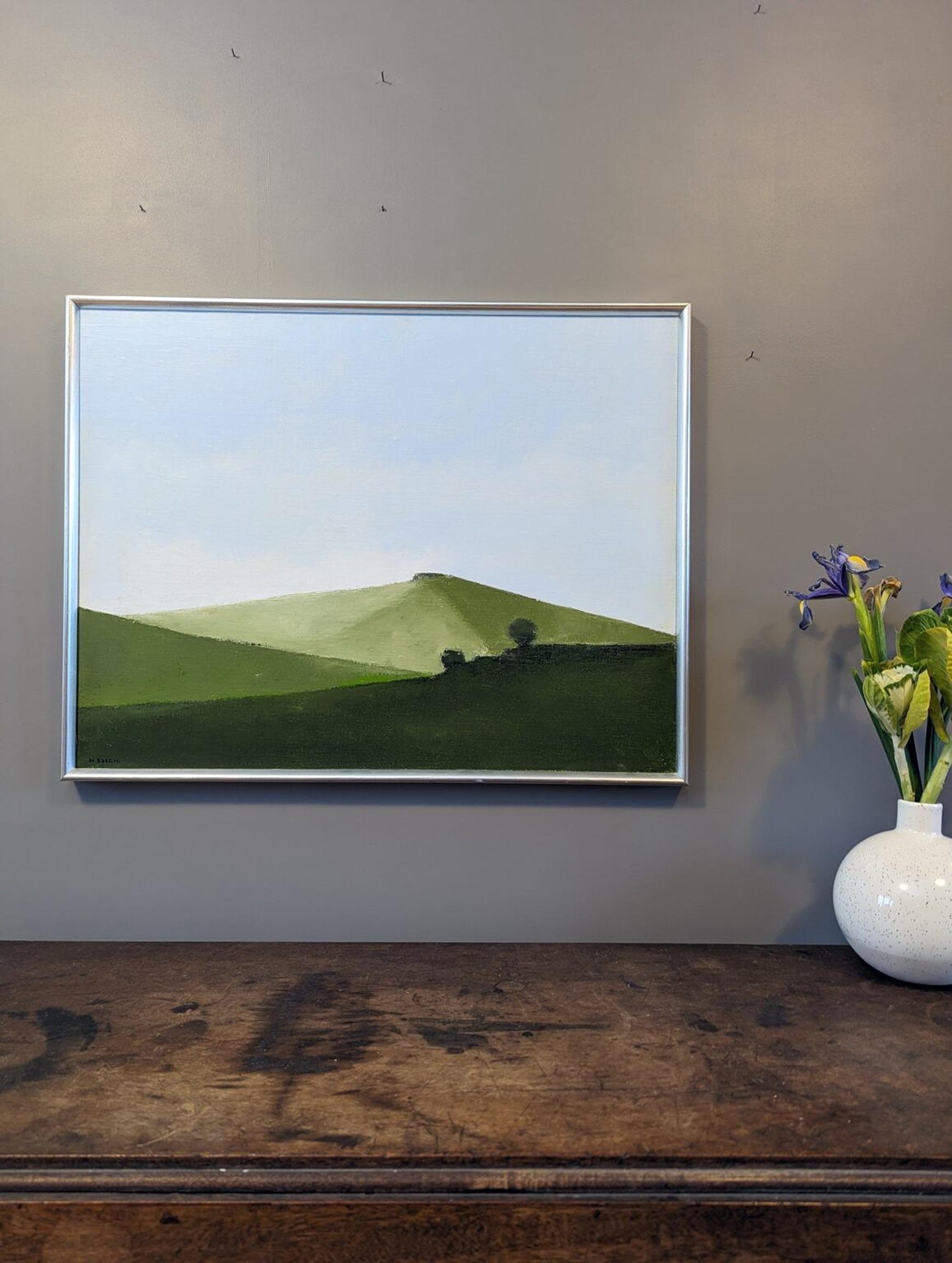 Unknown - Mid-Century Modern Minimalist Landscape Framed Oil Painting ...