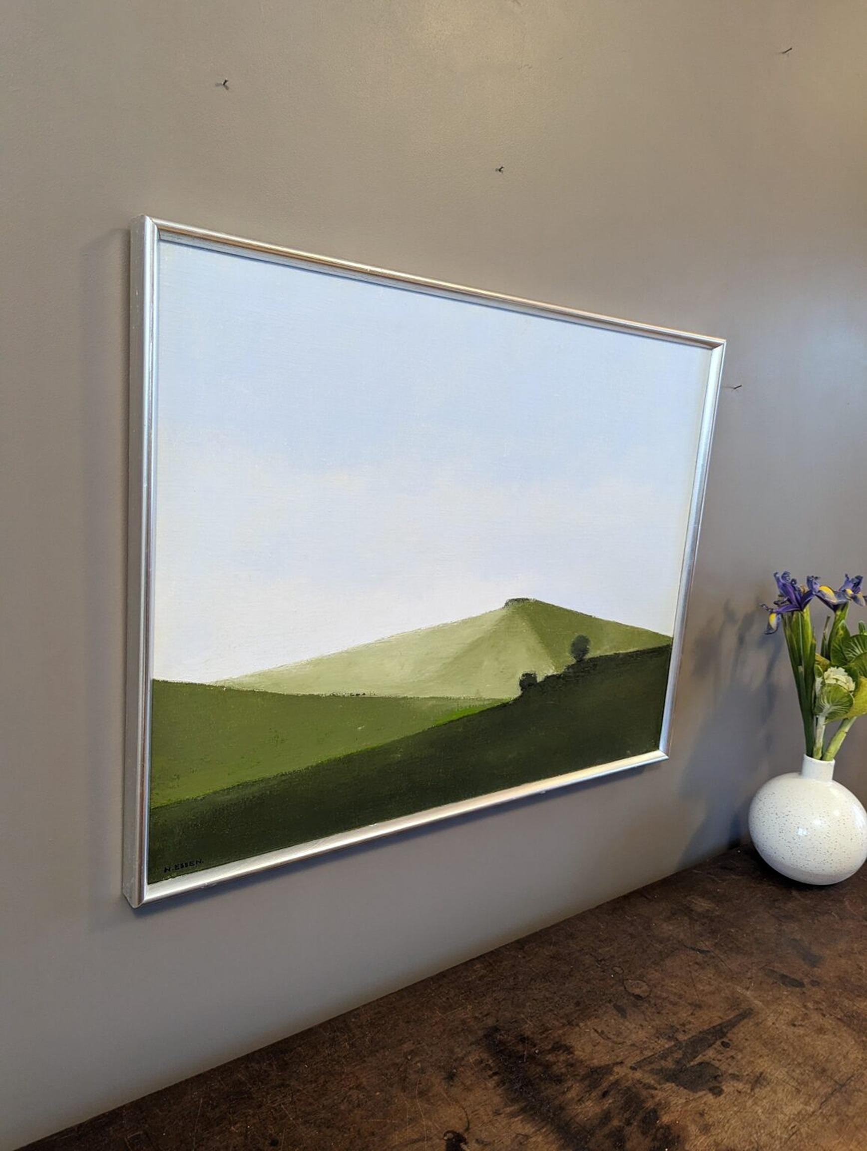 Unknown - Mid-Century Modern Minimalist Landscape Framed Oil Painting ...