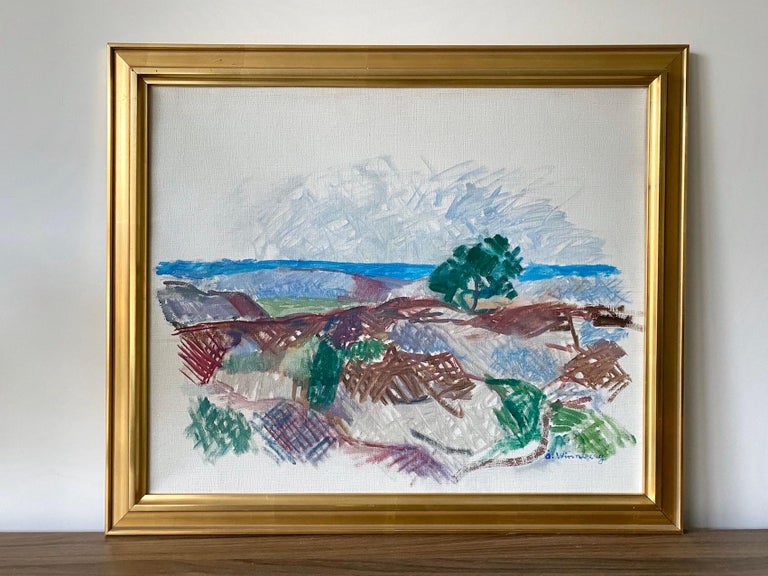 Unknown - Mid-Century Modern "Misty Window" Vintage Abstract Landscape ...