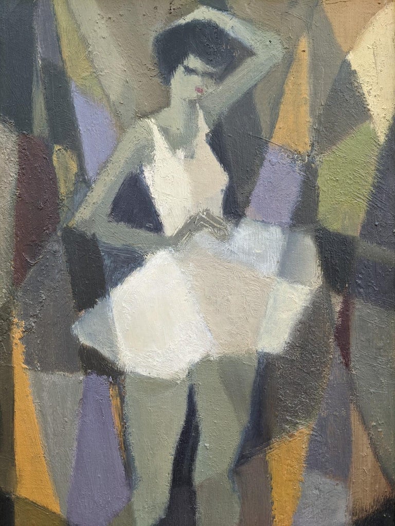 Unknown - Mid-Century Modern Swedish Figurative Framed Oil Painting ...