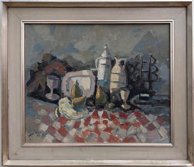 Unknown - Mid-Century Modern Swedish Oil Painting "Gingham", Framed ...