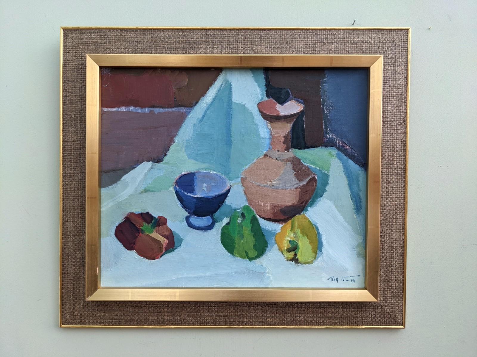Unknown - Mid-Century Modern Swedish Oil Painting "Pots and Peppers ...
