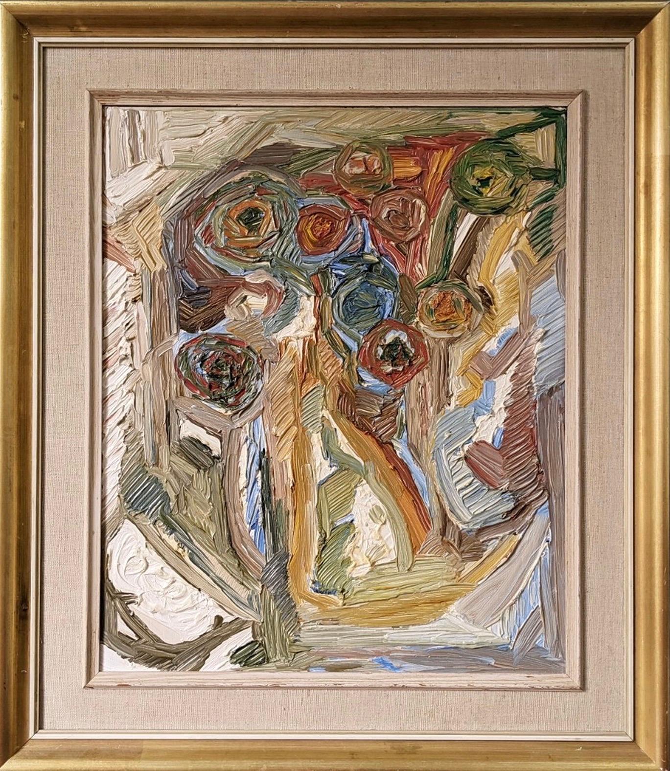 Unknown - Mid-Century Modern Vintage Abstract Still Life Oil Painting ...