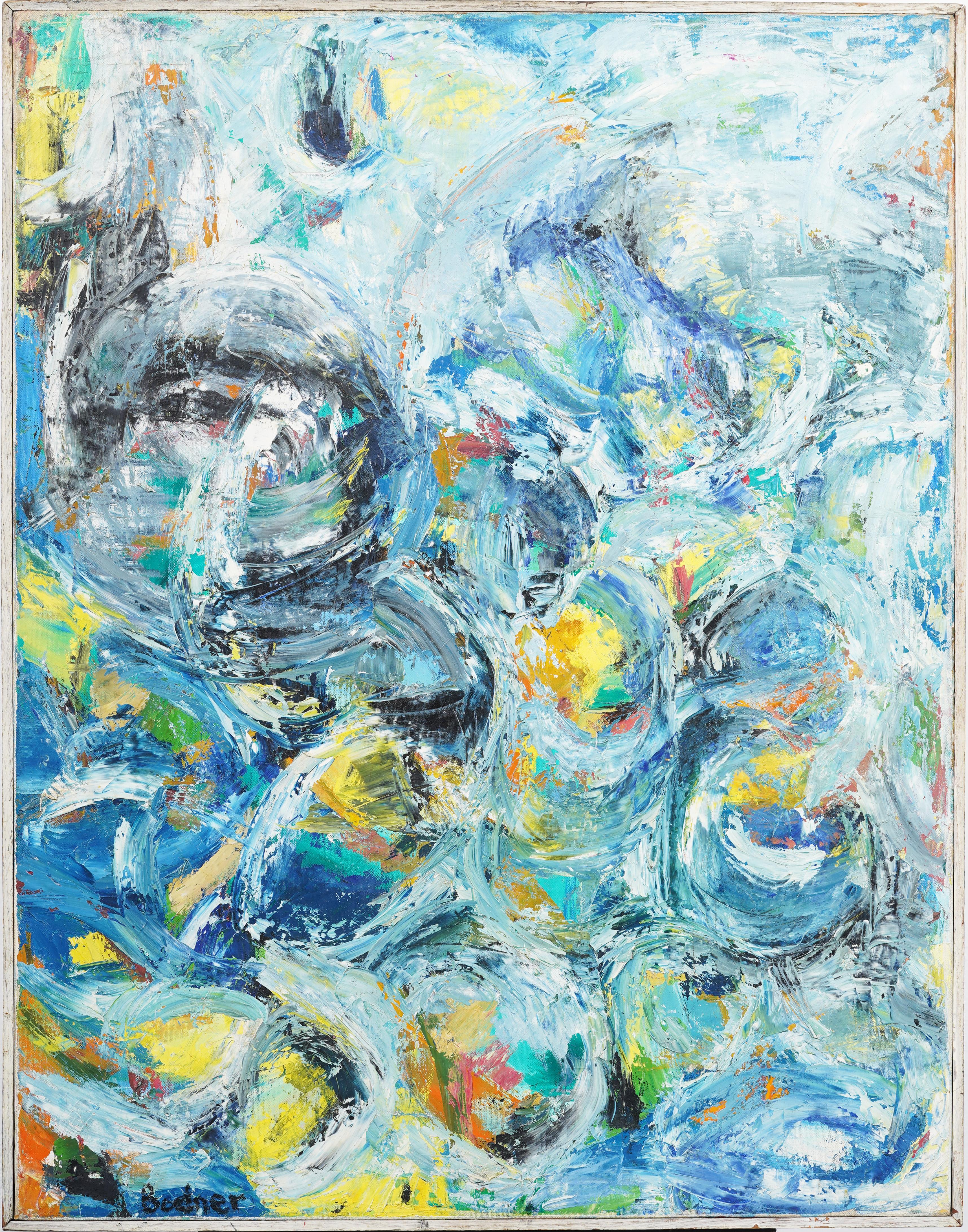 Lucien BEYER - Lucien Beyer Abstract Oil Painting, French Post-War ...