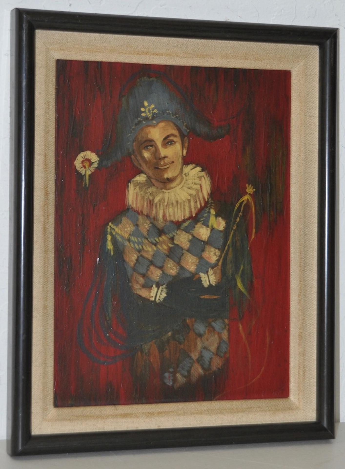Unknown - Mid Century "Young Harlequin" Oil Painting c.1950s at 1stDibs