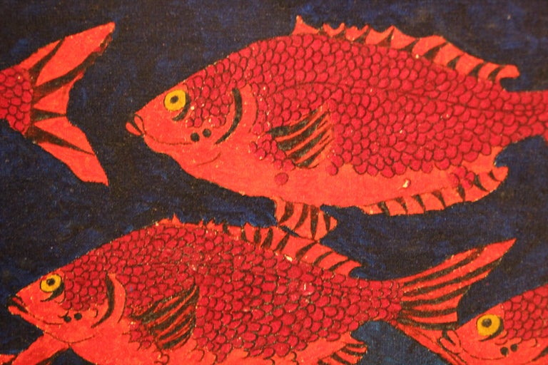 Unknown - Modern Abstract Red Fish Painting at 1stDibs
