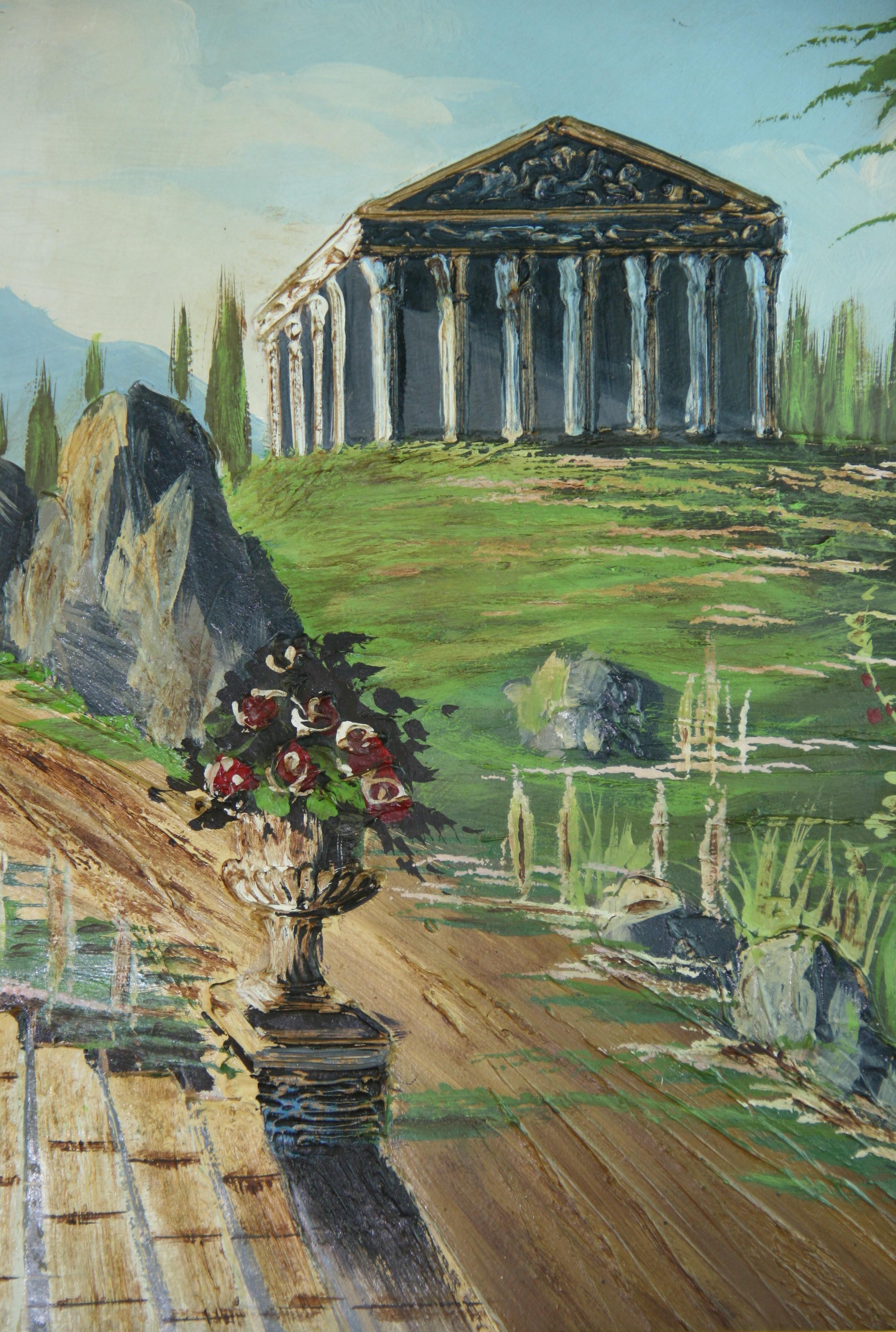 Unknown - Modern Impasto Landscape Road to A Greek Temple 1970 at ...