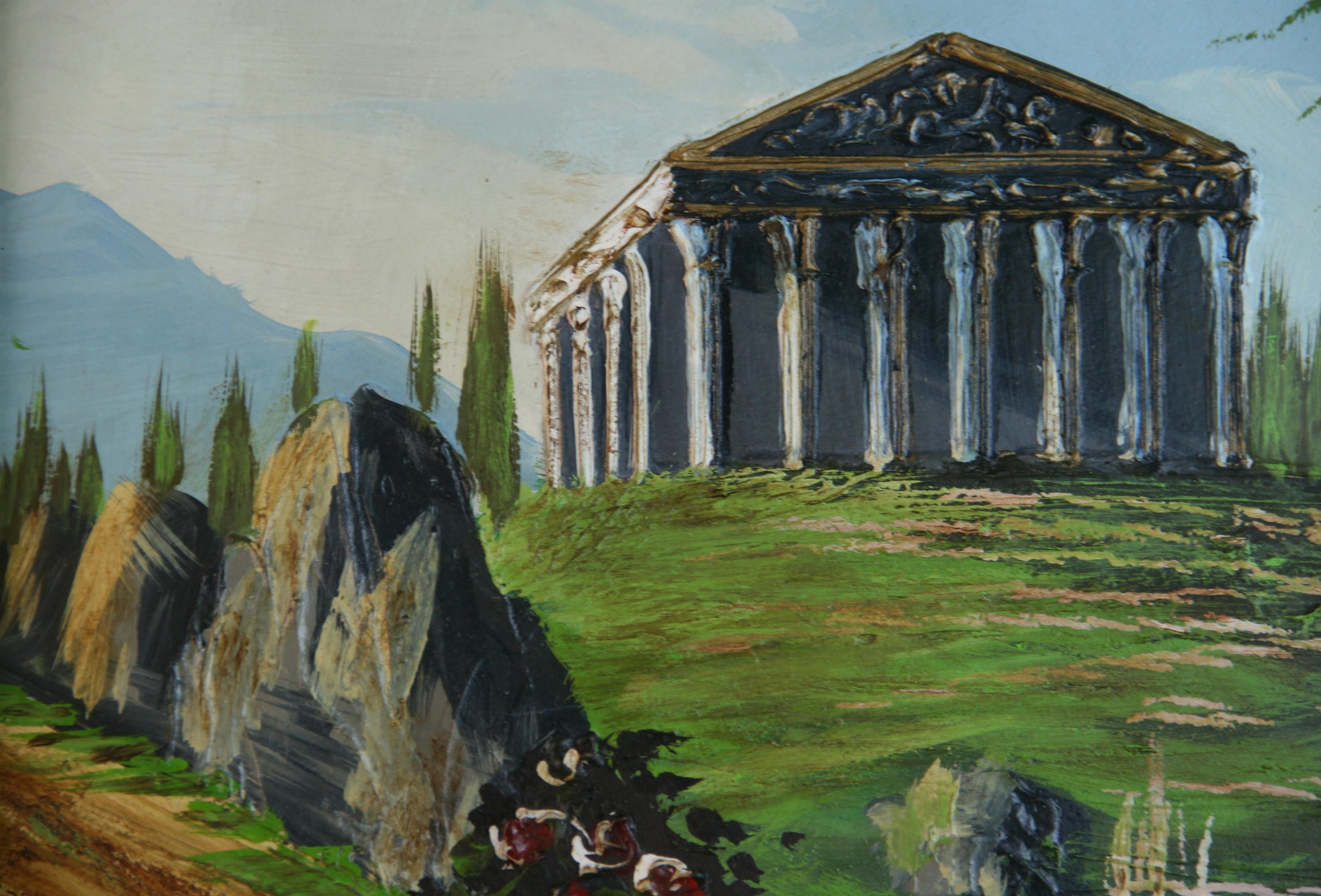 Unknown - Modern Impasto Landscape Road to A Greek Temple 1970 at ...