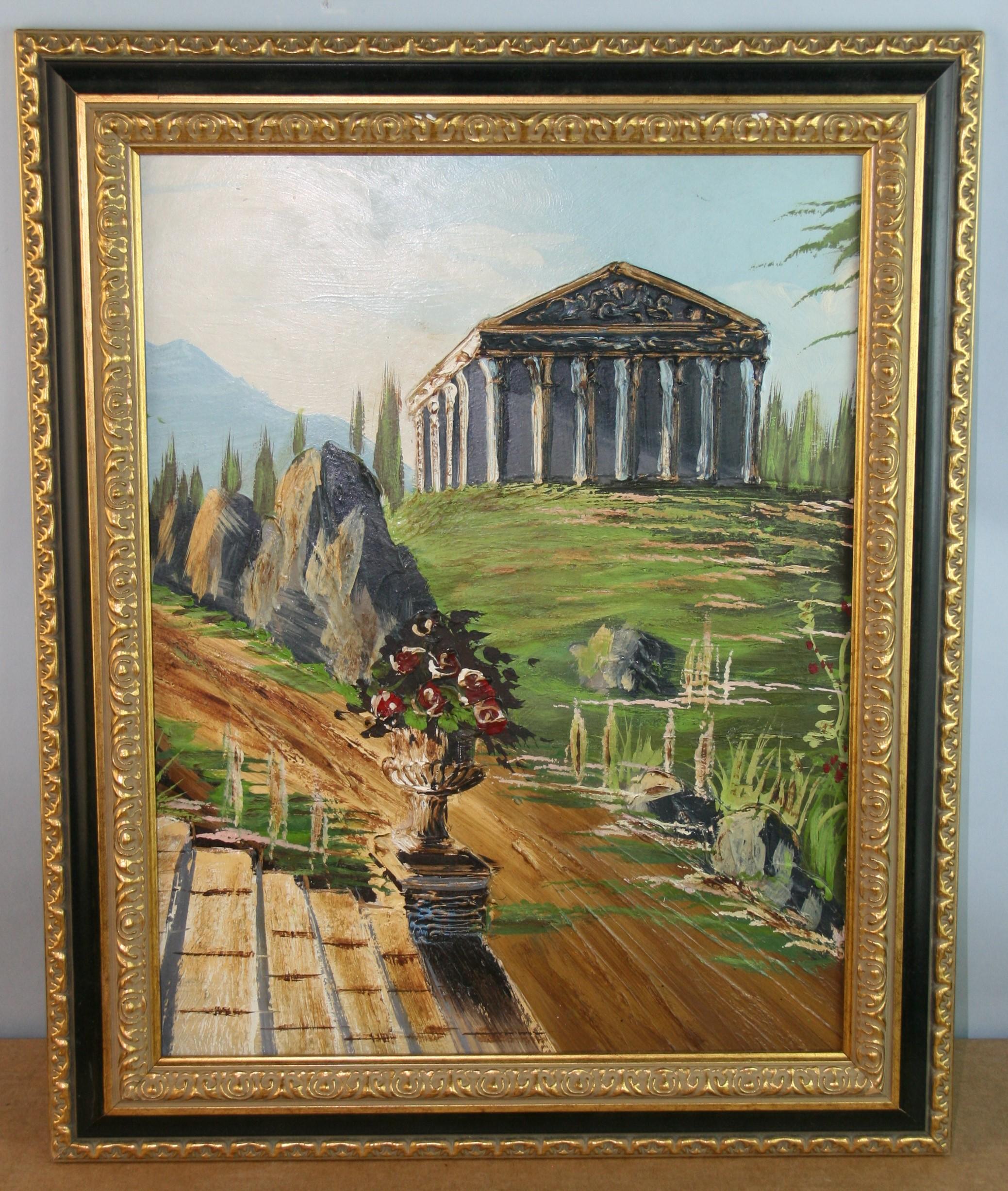 Unknown - Modern Impasto Landscape Road to A Greek Temple 1970 at ...