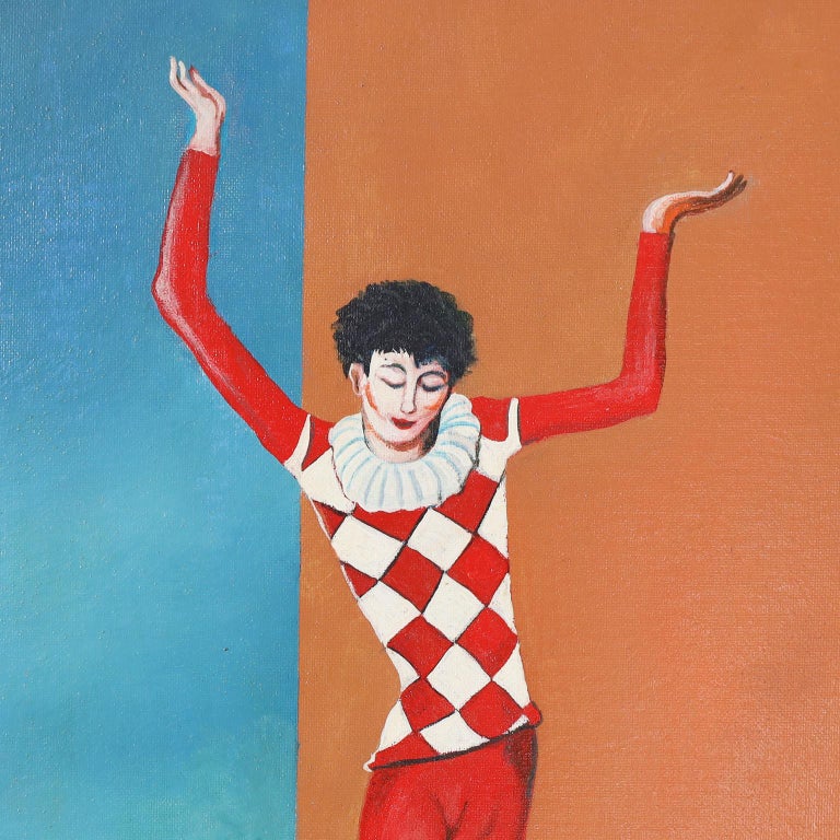 Unknown - Modernist Painting of a Court Jester For Sale at 1stDibs