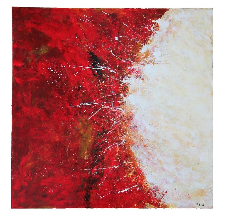 Unknown - Monumental Red and White Abstract Expressionist Painting at ...