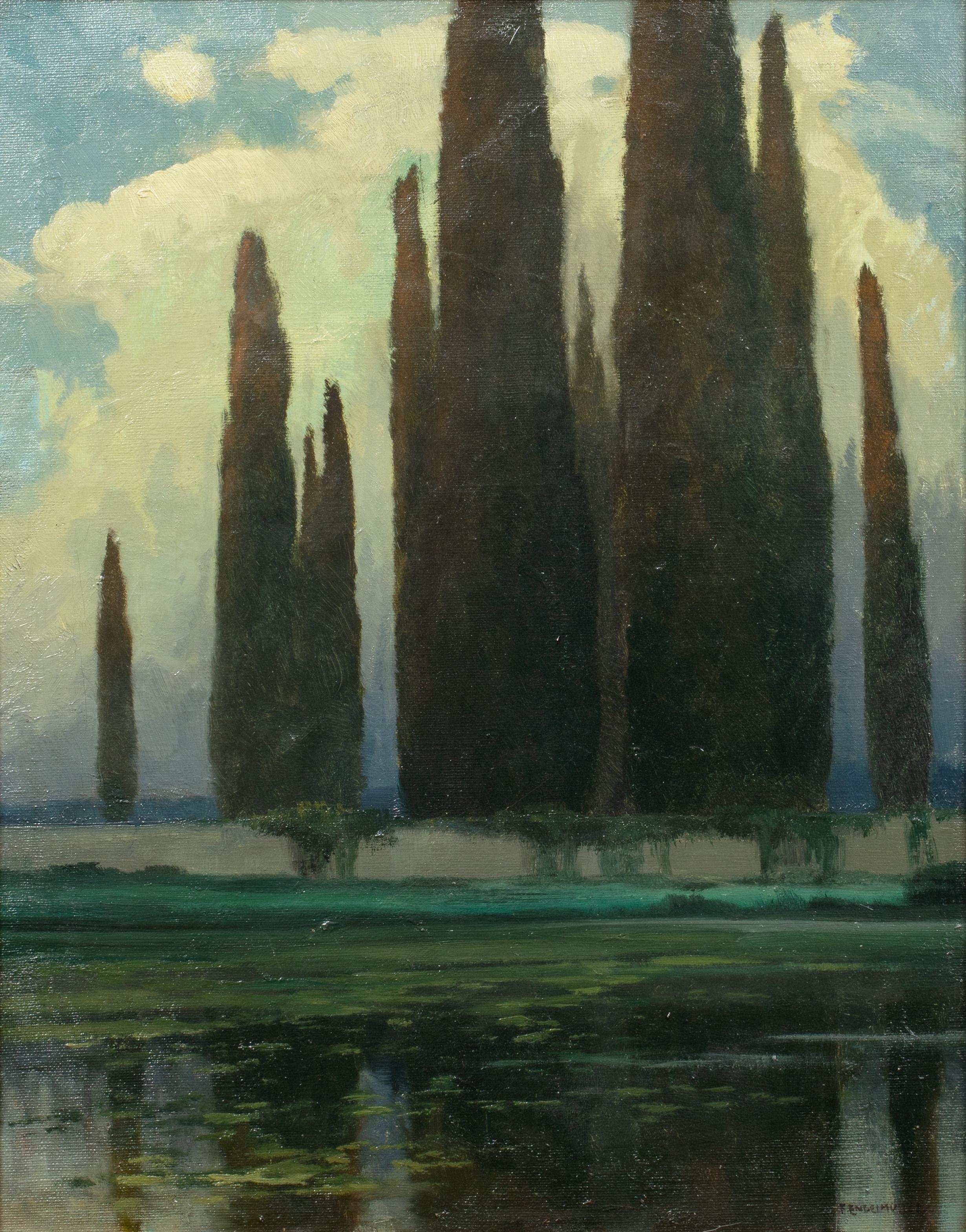 Unknown - Moonlit Cypress Trees, circa 1900 at 1stDibs
