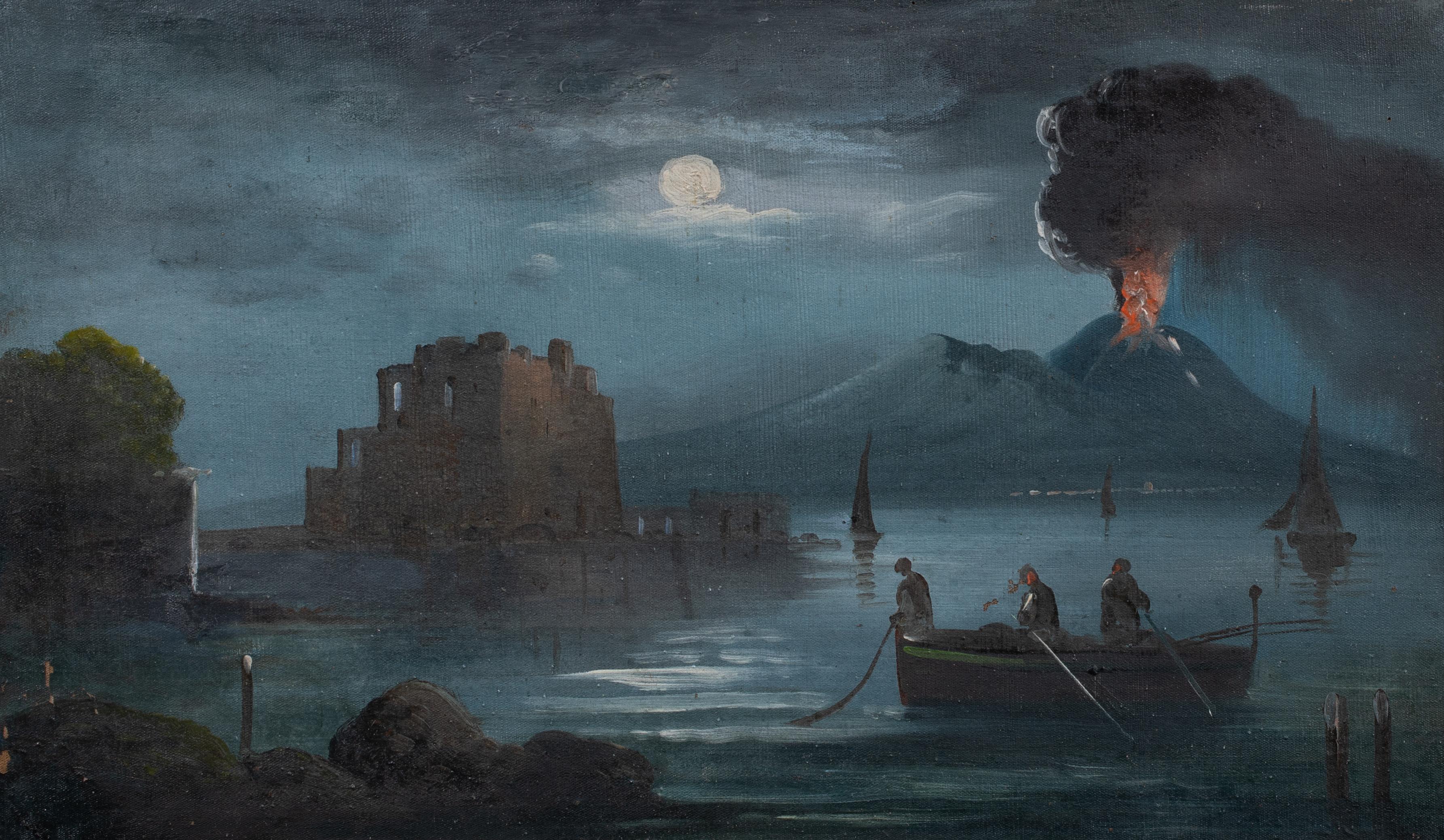 Unknown - Mount Vesuvius Erupting At Night, 19th Century Bay Of Naples ...