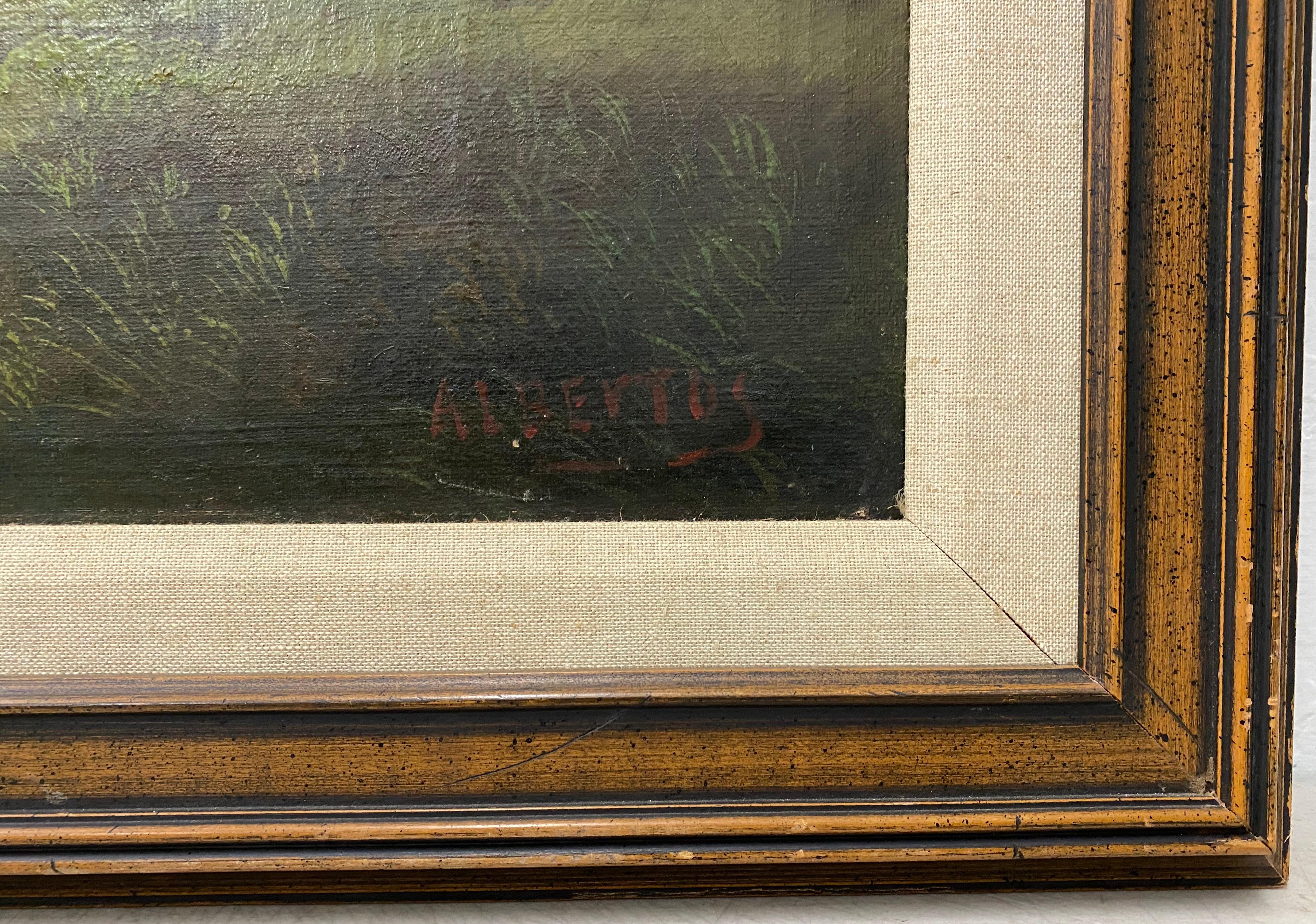 Unknown - Mountain Home Landscape Original Painting by Albertos C.1920 ...