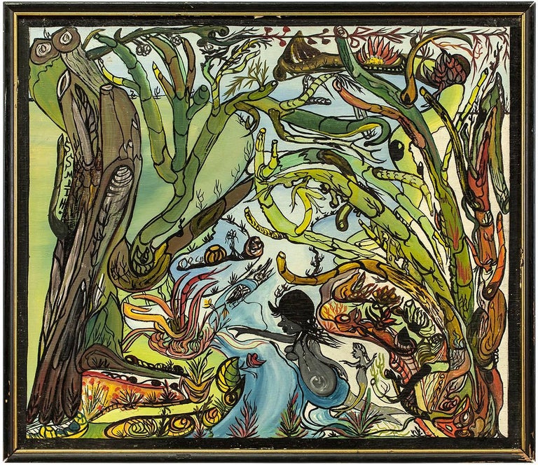 Unknown - Naive Abstract Landscape Folk Art For Sale at 1stDibs