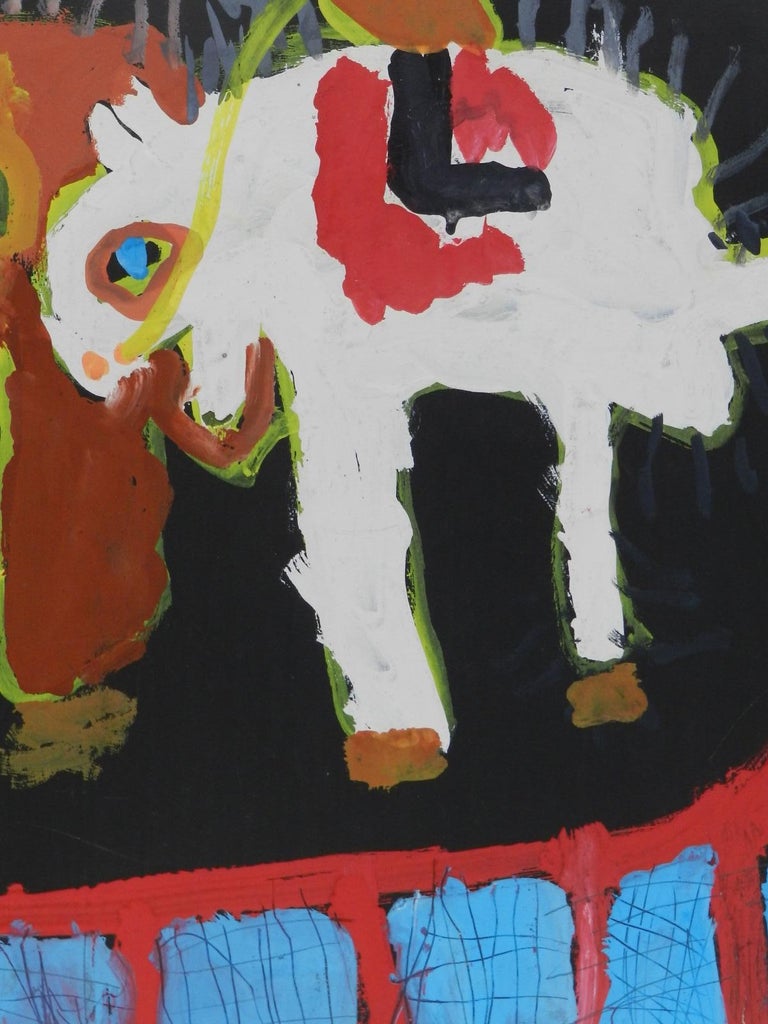 Unknown - Naive Painting of Animals c1962 by Chinese School Child For ...