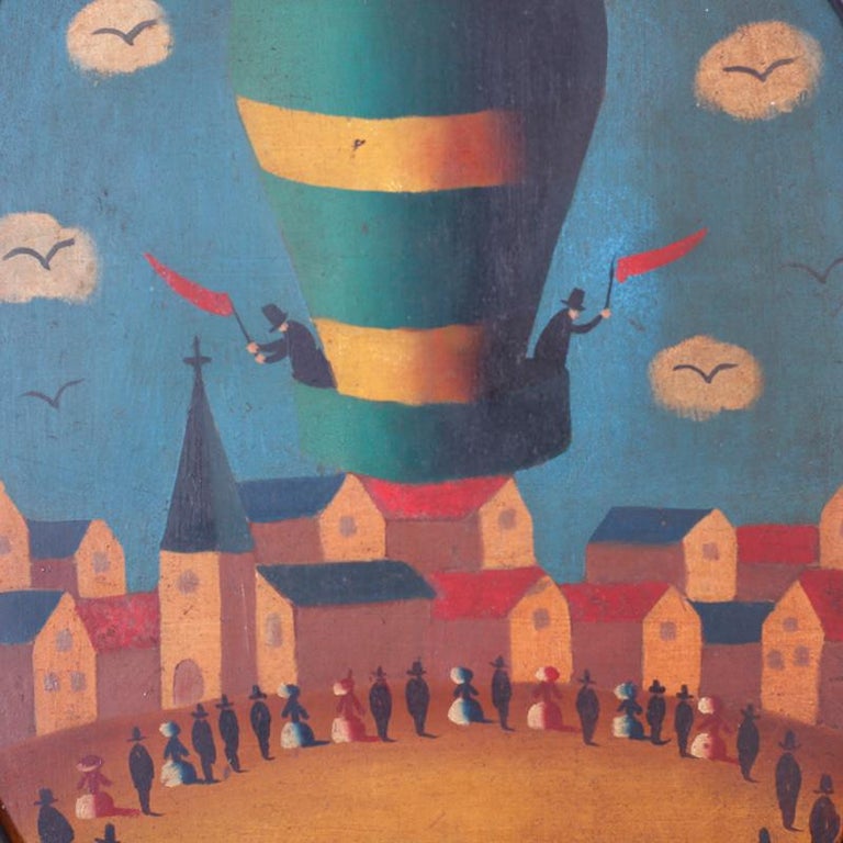 Unknown - Oil Painting on Tin of an Air Balloon by Jean Carrau For Sale ...