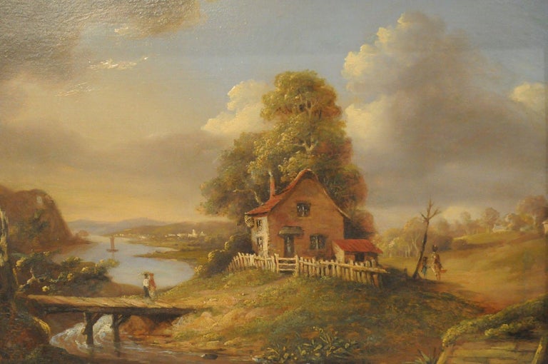 Unknown - Old Master painting around 1750. River landscape with house ...