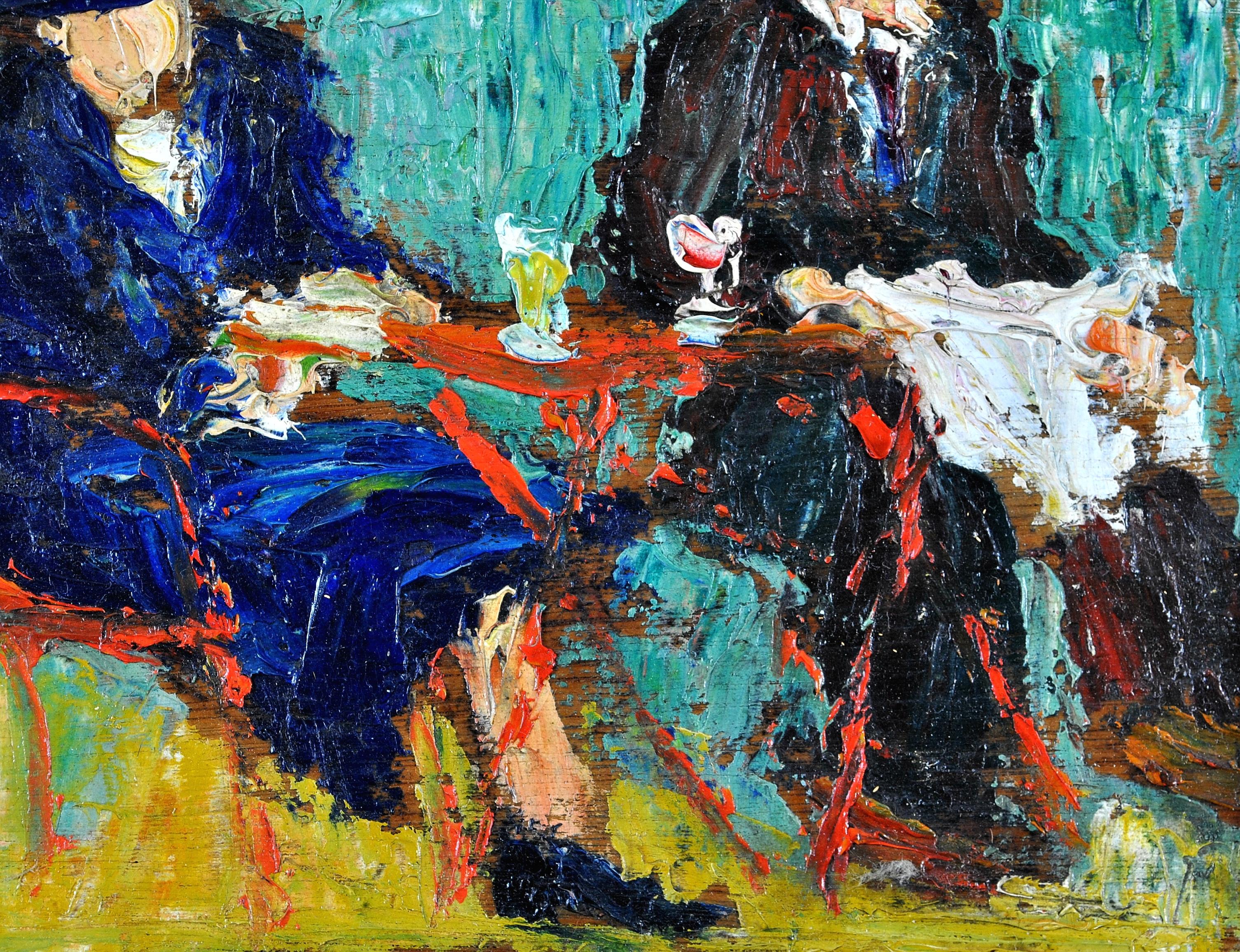 Unknown - Cafe Terrace - Mid 20th Century French Post Impressionist Oil ...