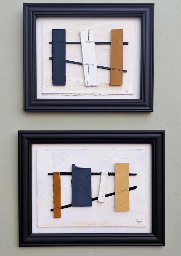 Unknown - Pair of Contemporary Constructivist Oil Relief Painting ...