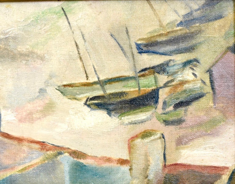 Unknown - Paris Modern Cubist Abstracted Harbor View Original Antique ...