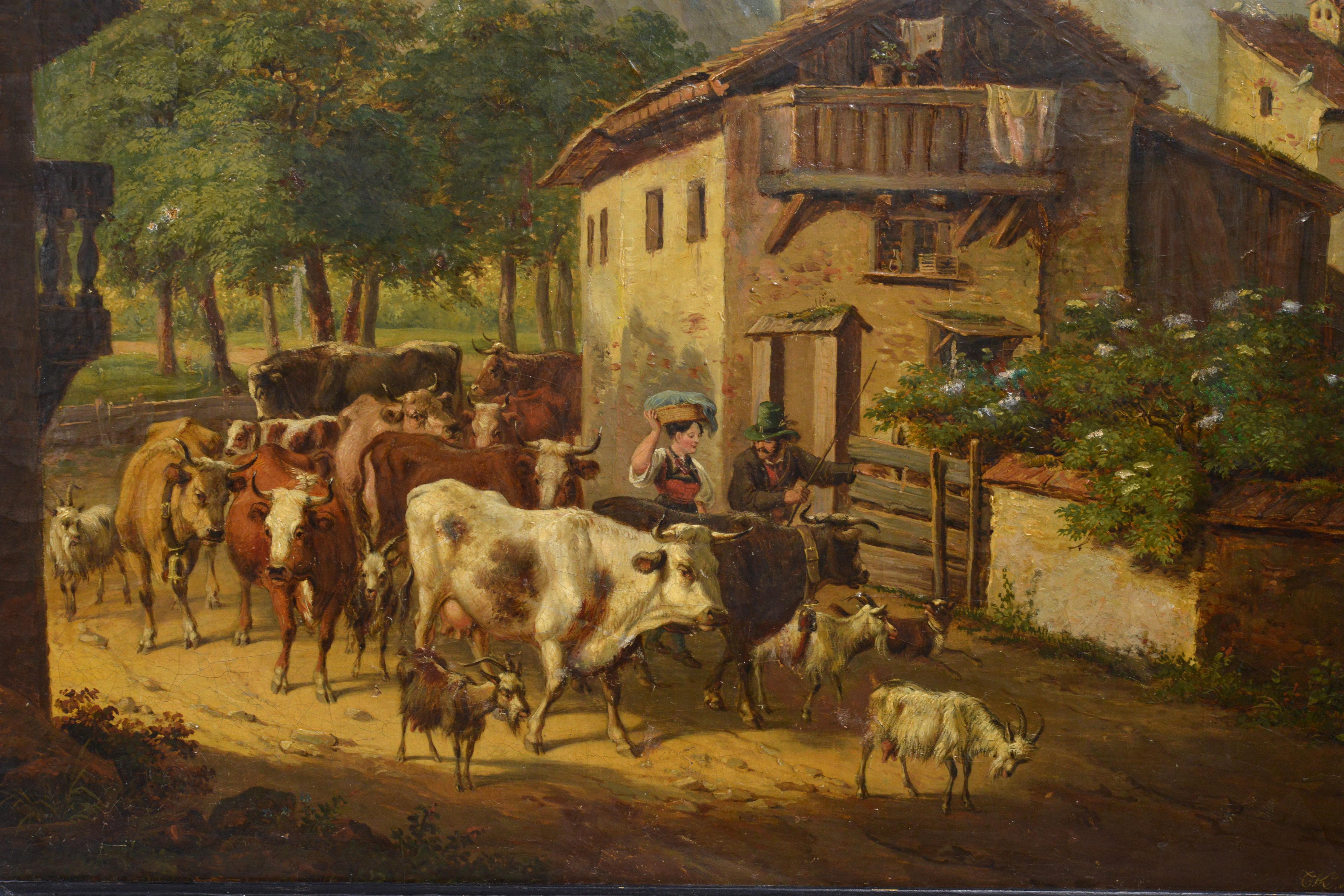 Unknown - Pastoral Rustic scene Gallant shepherd and young woman 19th ...