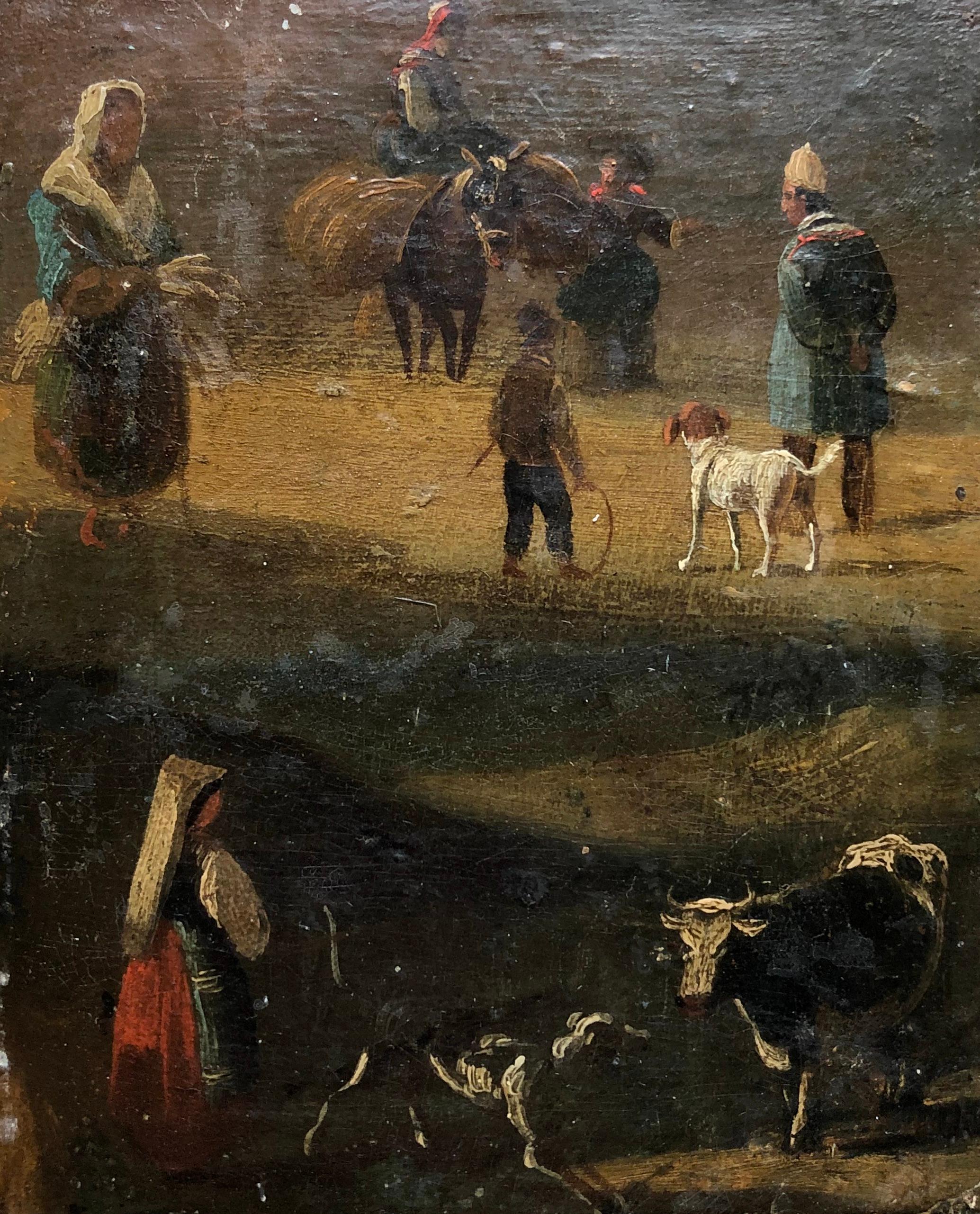 Unknown - Peasant scenes, small oil on paper mounted on panel For Sale ...