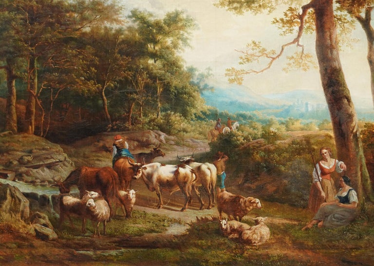 Unknown - Peinture à l'huile italienne pastorale du 18ème siècle ...
