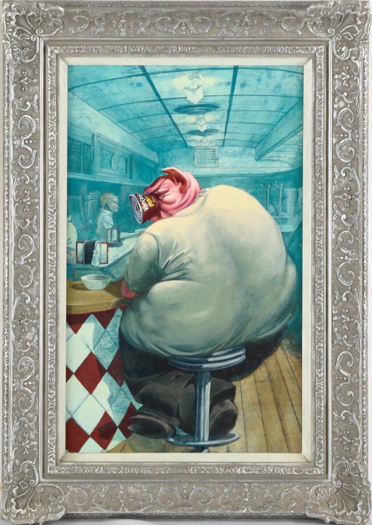Unknown - Pigging Out at the Diner, Surreal Anthropomorphic Pig ...