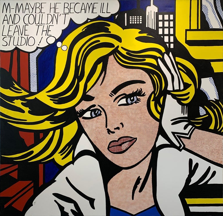Unknown - Pop Art painting girl with text bubble based on Roy ...